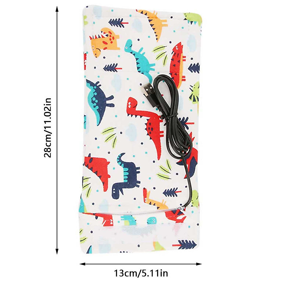 Portable Bottle Keep Warm, USB Travel Milk Heat Keeper Cotton Spandex Blend No Fluorescent Agent Baby Bottle Keep Warmer for Baby Milk (Dinosaur)