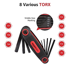 Amazon Basics Folding Hex Key Set - 3-Pack, Metric/SAE/Star