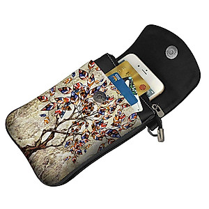 Beabes Tree Crossbody Cell Phone Purse Abstraction Art Artistic Autumn Travel Nature Colorful SunlightWallet Handbag