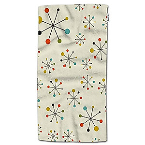 HGOD DESIGNS Cartoon Hand Towels,Mid Century Absctract Geometric Pattern 100% Cotton Soft Bath Hand Towels for Bathroom Kitchen Hotel Spa Hand Towels 15"X30"