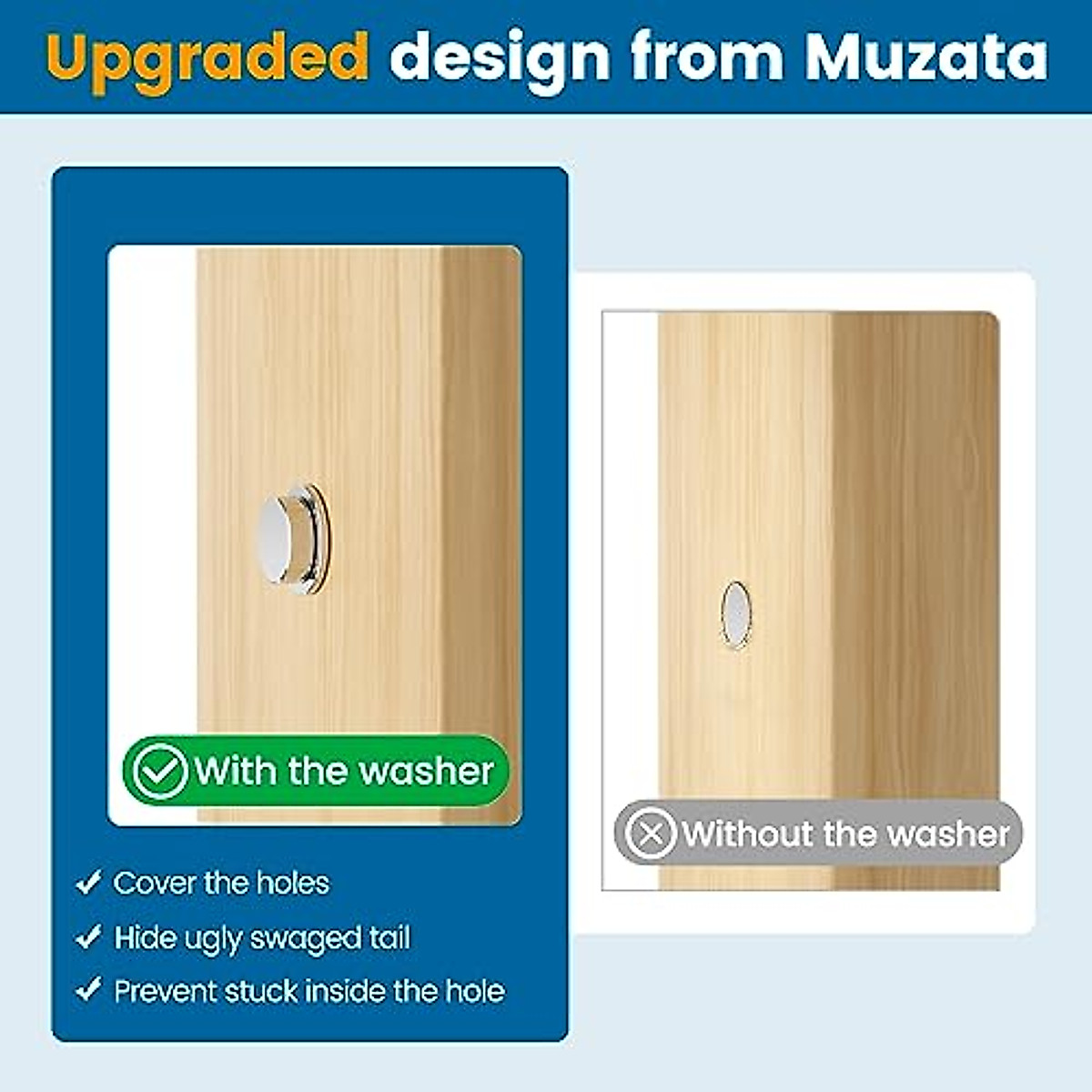 Muzata 20Pack 1/8" Stemball Swage Dead End Invisible Cable Railing Kit Terminal for Wood Stair Deck Hardware End Fitting T316 Stainless Steel CR24, CV1 CV2