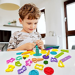 Play Dough Tools Set for Kids - Playdough Toys Accessories with Stamps Cutter Scissor Rolling Pin and Storage Box, Party Favors Set for Age 2-8