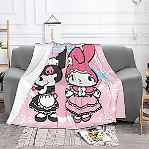 Anime Blanket for Couch Pink Cute Super Soft Throw Blanket for Bed Sofa Kawaii Lightweight Cozy Plush Blanket for Women Girls