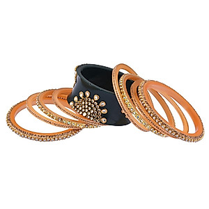 Efulgenz Traditional Indian Wedding Bangles CZ Crystal Bridal Bracelet Bangle Set for Women (Pcs)