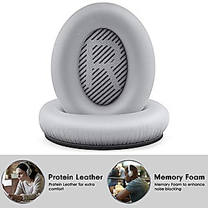 Professional Replacement Ear Pads for Bose QuietComfort 35 QC15 QC25 QC2 QC35/ Ae2 Ae2i Ae2w SoundTrue & SoundLink Over-Ear/Around-Ear Headphones/Soft Protein Leather (Silver)