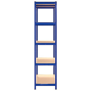 vidaXL - Durable 5-Layer Shelves, 2 pcs, Industrial Style, Galvanized Steel & Engineered Wood, Generous Storage Space, Blue