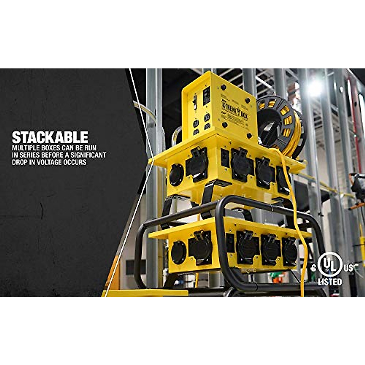 Southwire 019703R02 6506UGSX 50A Temp PWR X-TREME Box 6-Straight Blade SLED Base, 1 Pack, Yellow