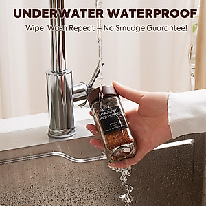 Yangbaga 24Pcs Glass Spice Jars with Labels，4oz Empty Square Spice Bottles with acacia wood lid & Shaker Lids and Silicone Collapsible Funnel Included