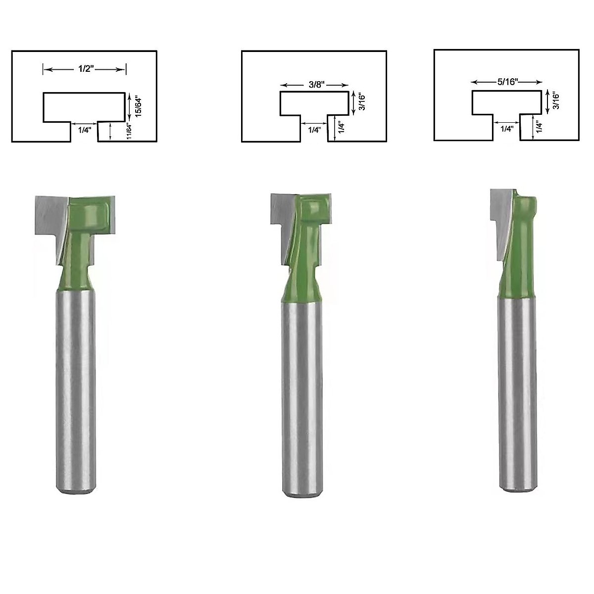 TOTOWOOD Keyhole Router Bits Set, 1/4" Shank Router Bit Set ，6 pcs Router Bit Set 1/4 & 5/16 & 3/8 & 9/16 & 1/2 & 5/8 Inch Blade Diameter