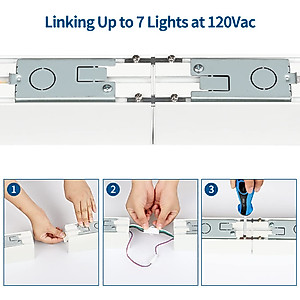 DAKASON 4FT Linkable LED Linear Light, 35W Down and15W Up Light, 3/4/5000K CCT Selectable, Commercial Linear Lighting Fixture for Office, Dimmable Suspended Lighting for School 1Pack White