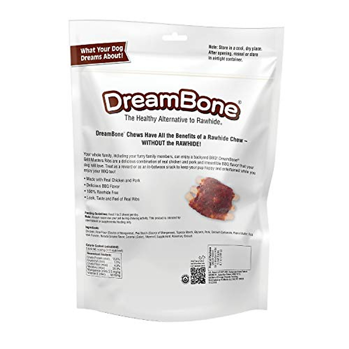DreamBone Grill Masters Ribs, No-Rawhide Chews for Dogs, 5 Half Racks