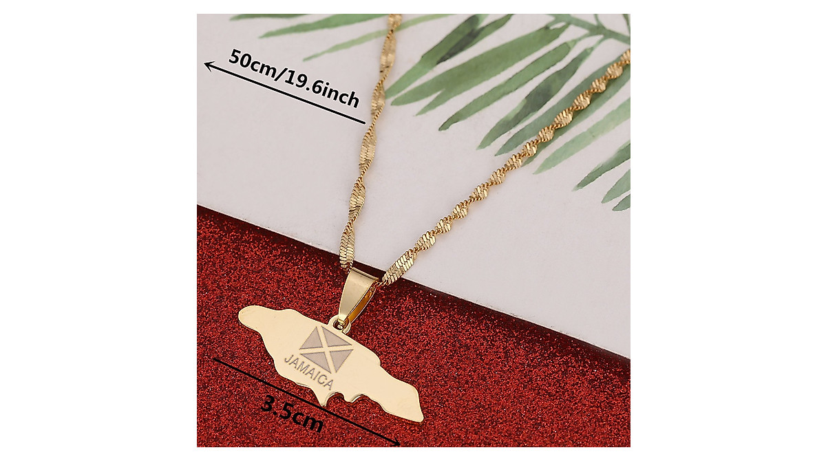 Gold Jamaica Map Pendant Necklace for Unique Gifts