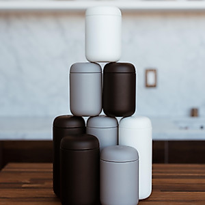 Fellow 16 oz Carter Move Travel Mug - Vacuum-Insulated Stainless Steel Travel Coffee Mug - Coffee Tumbler with Ceramic Interior and Splash Guard - Matte Grey