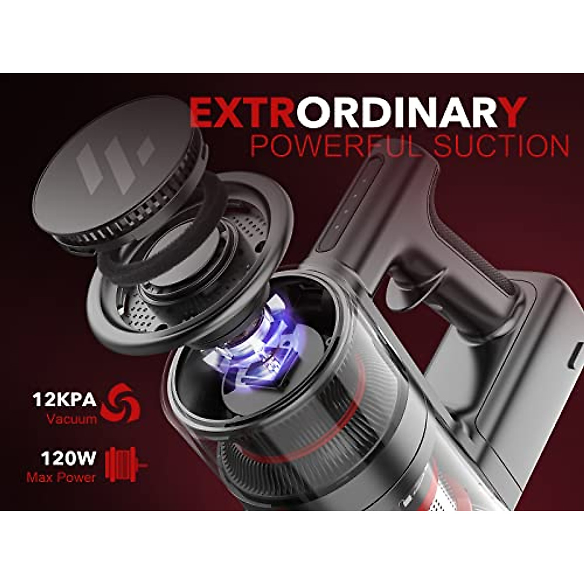 Stick Cordless Vacuum Cleaner with 2200mAh Powerful Lithium Batteries, Up to 35 Mins Runtime, 4 in 1 Lightweight Quiet Vacuum Cleaner Perfect for Hardwood Floor