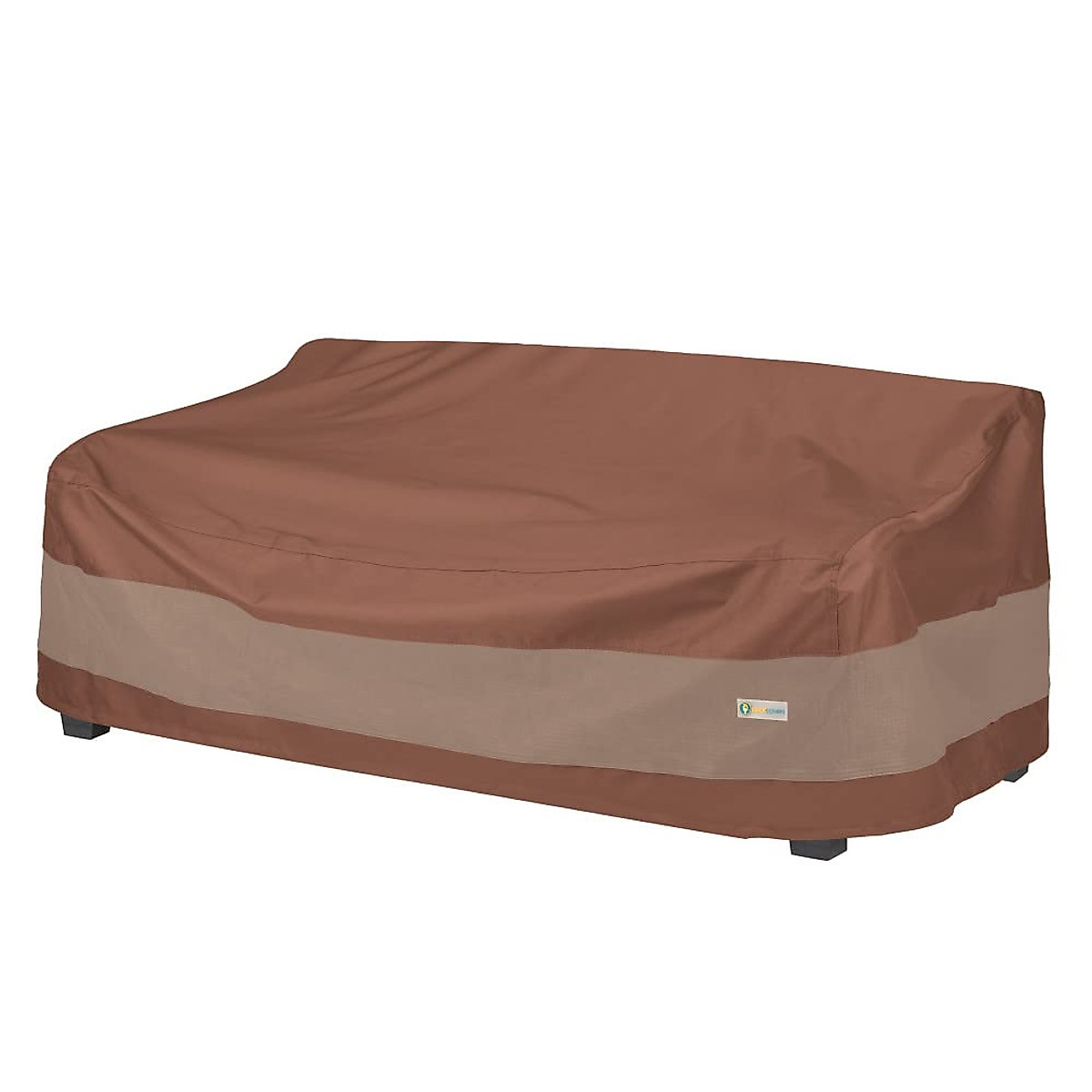 Duck Covers Ultimate Waterproof 104 in. W X 40 in. D X 35 in. H Inch Patio Sofa Cover, Patio Furniture Covers & Ultimate Waterproof 38 Inch Patio Chair Cover, Outdoor Chair Covers, Mocha Cappuccino