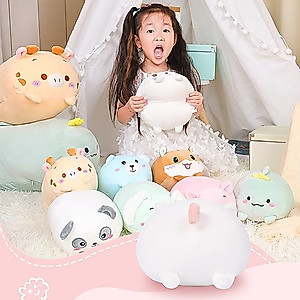 AIXINI 8 inch Cute White Cat Plush Stuffed Animal Cylindrical Body Pillow,Super Soft Cartoon Hugging Toy Gifts