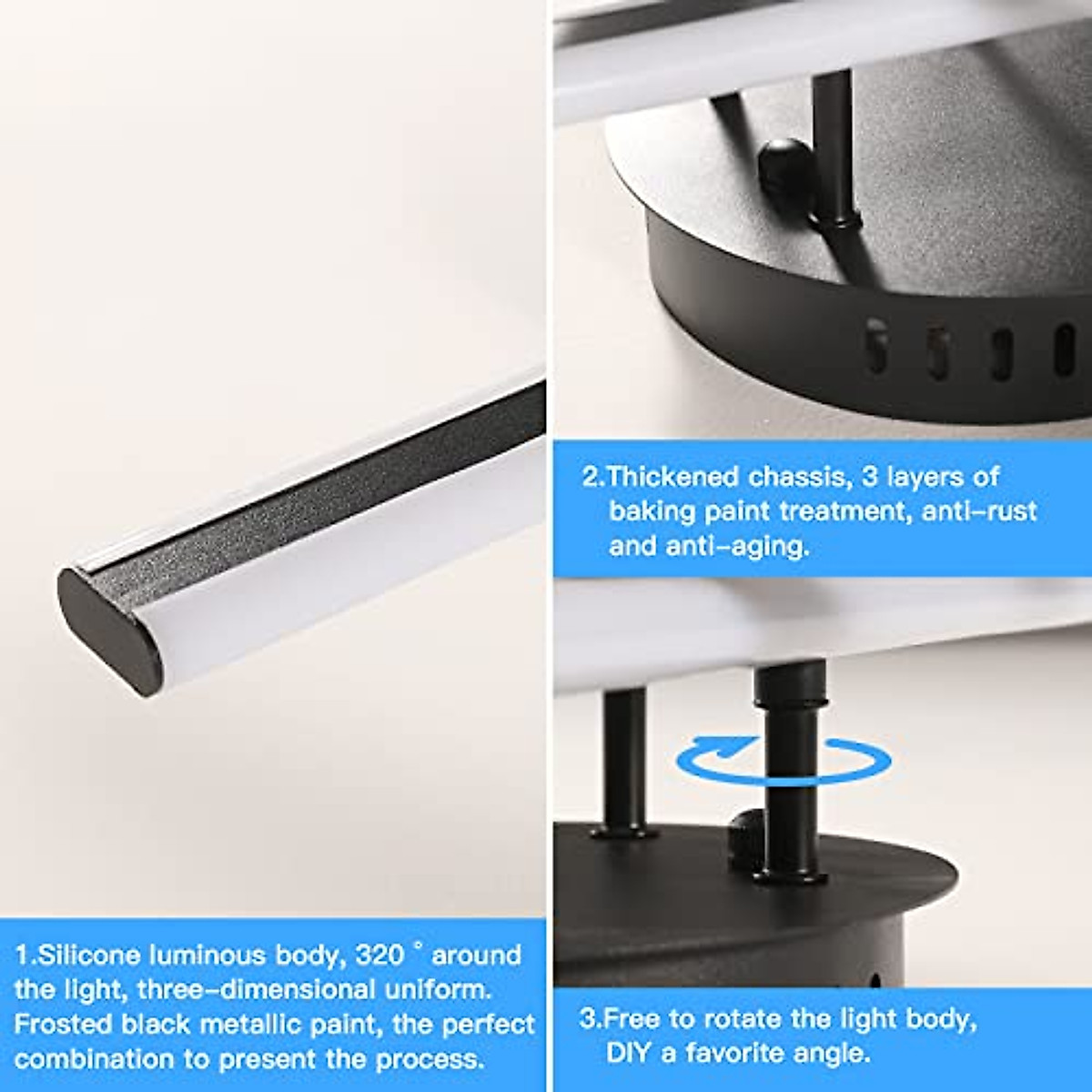 YEEZONE Modern LED Ceiling Light, LED Flush Mount Light, with Memory Remote Control Dimmable 3000K-6500K for Dining Room, Living Room, Kitchen, Bedroom, Office (Black)