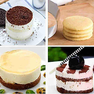Goeielewe 5Pcs Round Cake Rings Mold, 2-Inch Mini Cake & Pastry Ring, Stainless Steel Mousse Dessert Rings Set Cake Cookie Biscuit Cutter Muffin Baking Molds