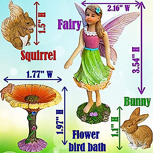 Mood Lab Fairy Garden Kit - Miniature Figurines & Accessories - Flower Set of 4 pcs - for Outdoor or House Decor