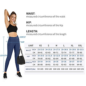 PHISOCKAT Women's High Waist Yoga Pants with Pockets, Leggings with Pockets, Tummy Control Workout Yoga Leggings Navy