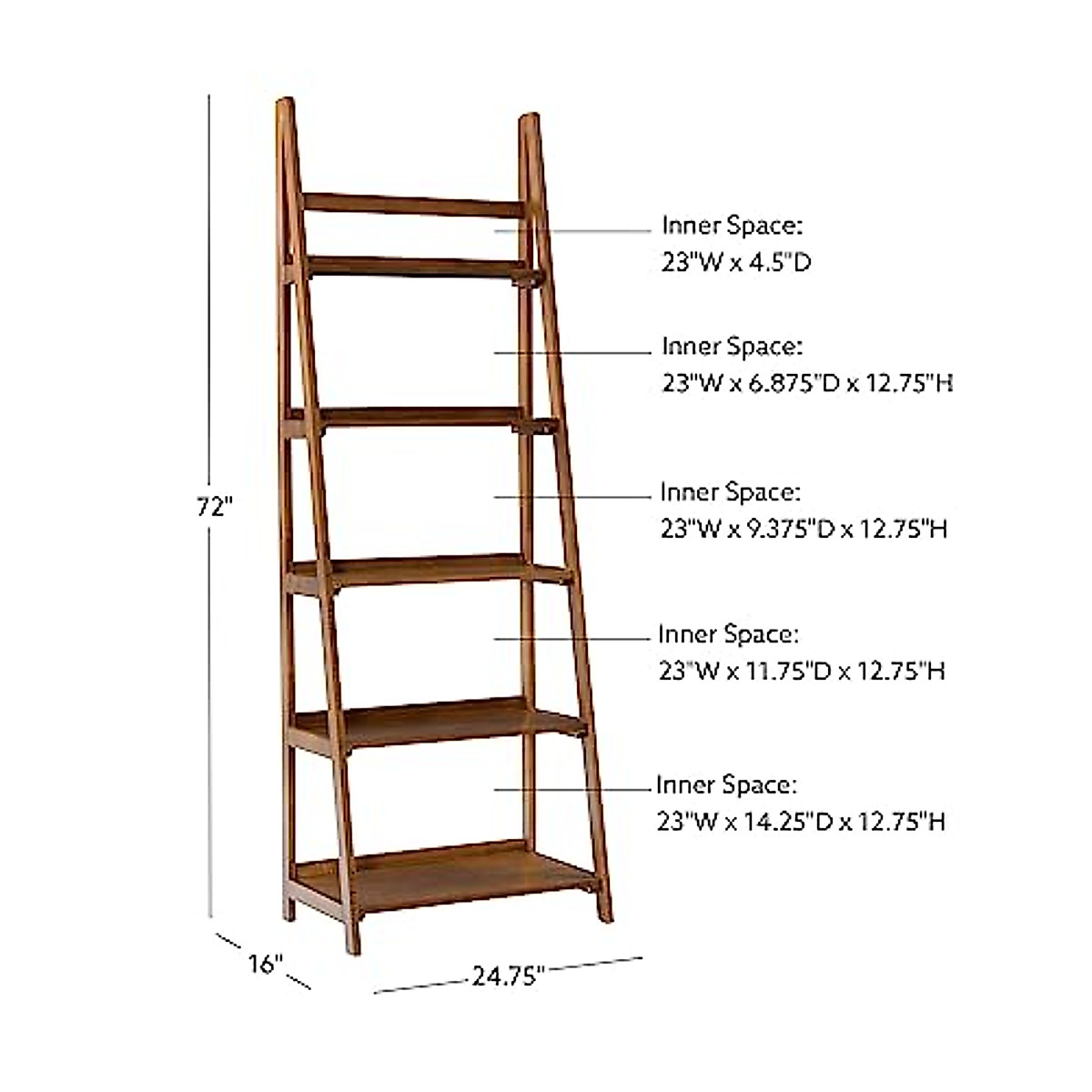 Melissa Mid-Century Bookcase, Walnut by Linon Large