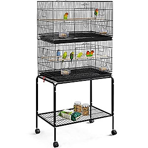 Yaheetech 65-inch Flight Bird Cages for Lovebirds Canaries Parrots Parakeets Budgies Finches Cockatiels Conures with Detachable Rolling Stand, Black