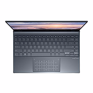 ASUS ZenBook 14 Ultra-Slim Laptop 14” Full HD NanoEdge Bezel Display, AMD Ryzen 5 5500U CPU, Radeon R5 Graphics, 8GB RAM, 512GB PCIe SSD, NumberPad, Windows 10 Home, Pine Grey, UM425UA-ES51
