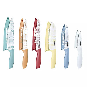 Cuisinart Knife Set, 12pc Cermaic Knife Set with 6 Blades & 6 Blade Guards, Lightweight, Stainless Steel, Durable & Dishwasher Safe (Words All Over), C55-12