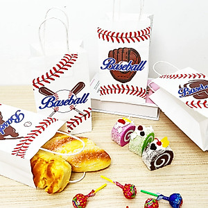 gisgfim 16pcs Baseball Party Gift Treat Bag Baseball Theme Party Candy Goodie Favor Bags with Handle for Baseball Birthday Party Baby Shower Decoration Supplies