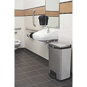 Rubbermaid Commercial Products Impressions Metal Step On Trash Can, Front Step, 13 GAL, Stainless Steel Black, Indoor for Hospitals/Office Spaces/Restaurants