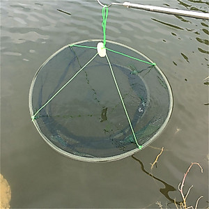 Foldable Fishing Net Hand Net - Crab Net Fish Net with Fishing Rope for Fishes, Shrimps, Crabs