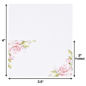 100 Floral Place Cards Pink Paper Peony Flower Wedding Seating Name Card Table Setting Folded Tent Cards for Baby Shower Dinner Weddings Reception Tables Placement Party Decorations 2 x 3.5 Inch