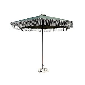 Formosa Covers 9ft 8 Ribs Replacement Umbrella CANOPY ONLY w/Tassel Luxurious Bohemian Valance for Outdoor Decor, Entertainment and Poolside (Sage Green)