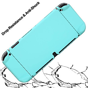 GUTIAL Dockable Case for Nintendo Switch OLED Model 2021 - Cute Protective Cover Case for Nintendo Switch OLED 7 Inch and Joy-Con Controller with Screen Protector and Thumb Grips - Cyan