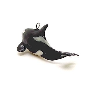 SSJSHOP Whale Orca Micro Tiny Dollhouse Figurines Ceramic Hand Painted Animals Collectible Small Gift Home Garden Decor