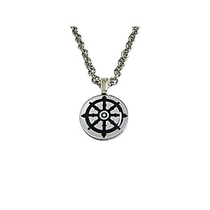 Buddhist Wheel of Dharma Design Pendant Necklace