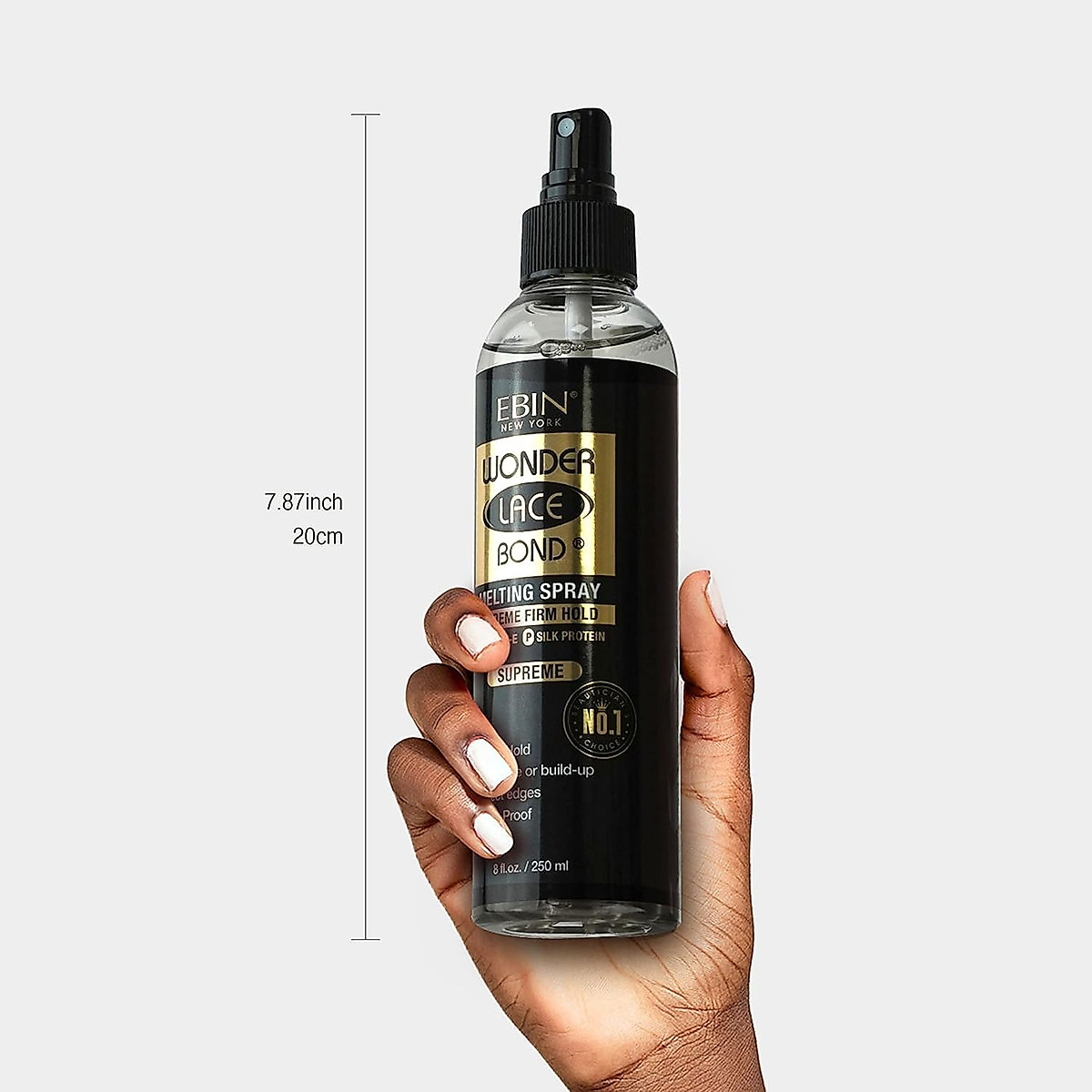 EBIN NEW YORK Wonder Bond Melting Spray 8oz/ 250ml - Extreme Firm Hold (Supreme) | No Reside, Long Lasting Formula with Protecting Edges, Gives Undetectable and Natural Look