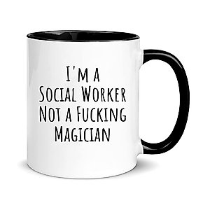 wonwhew YYWUDISHOP - I'm a Social Worker Not a Fucking Magician,Funny Social Worker Birthday Mug,Funny Mug For Social Worker, 11oz Ceramic Coffee Mug/Tea Cup