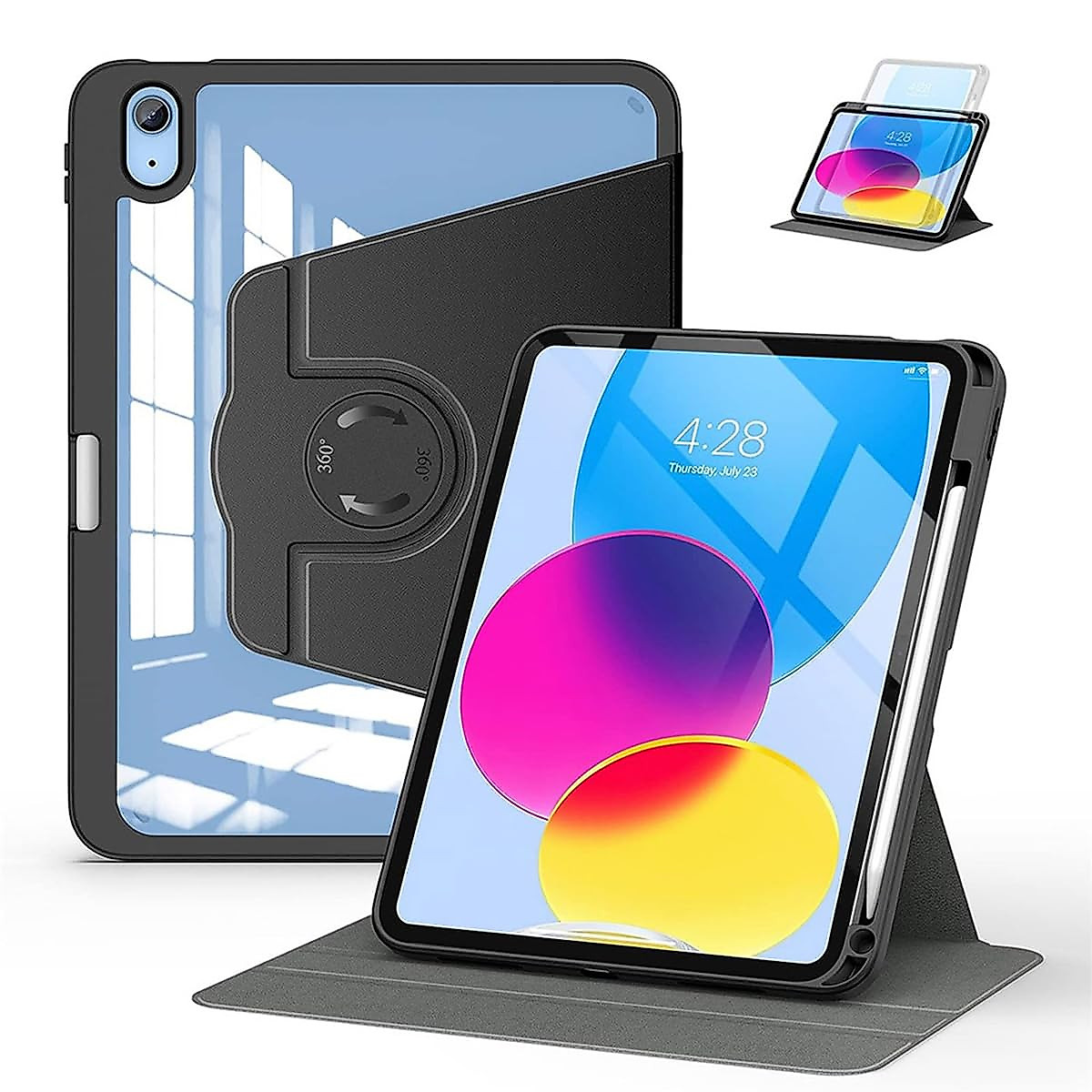 Custom 360 Degree Rotate Stand Shockproof Photo Logo Text Personalized Design Case with Clear Back Smart Sleep/Wake Tablet Cover/Pencil Holder for Apple iPad Mini 8.3 Inch(6th Gen 2021)
