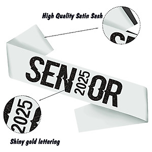 6Pcs Silver Senior 2025 Sash with Black Printing Letters, 2025 Graduation Celebrations Sashes, Class of 2025 Sash for Graduation Party, Senior Cheer Sashes, Cheerleader Sash, Class Competition Sashes