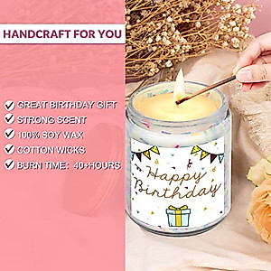 Happy Birthday Candle,Vanilla Birthday Cake Candle with Rainbow Sprinkle,Birthday Gifts for Women,Her,Friends