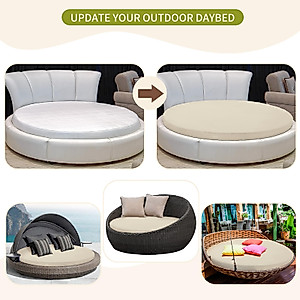 HOMBYS Outdoor Daybed Cushion Cover,Outdoor Round Bed Cushion Cover,Replacement Sunbed Cushion Cover with Drawstring,Patio DayBed Mattress Cover,Cover ONLY,Khaki