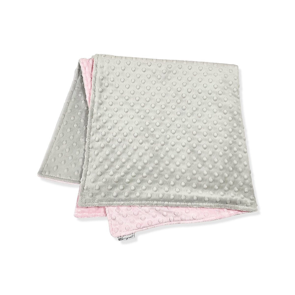 MEG ORIGINAL Minky Dot Baby Girl Blanket, Pink and Gray, 384