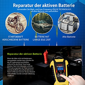 KATBO Battery Charger 12V 6A 6 Volt 2A Trickle Battery Charger Maintainer Float Charger for Motorcycle Car Boat Marine Lawn Mower ATV Toy Lead Acid,AGM, Gel,STD,SLA (Yellow)