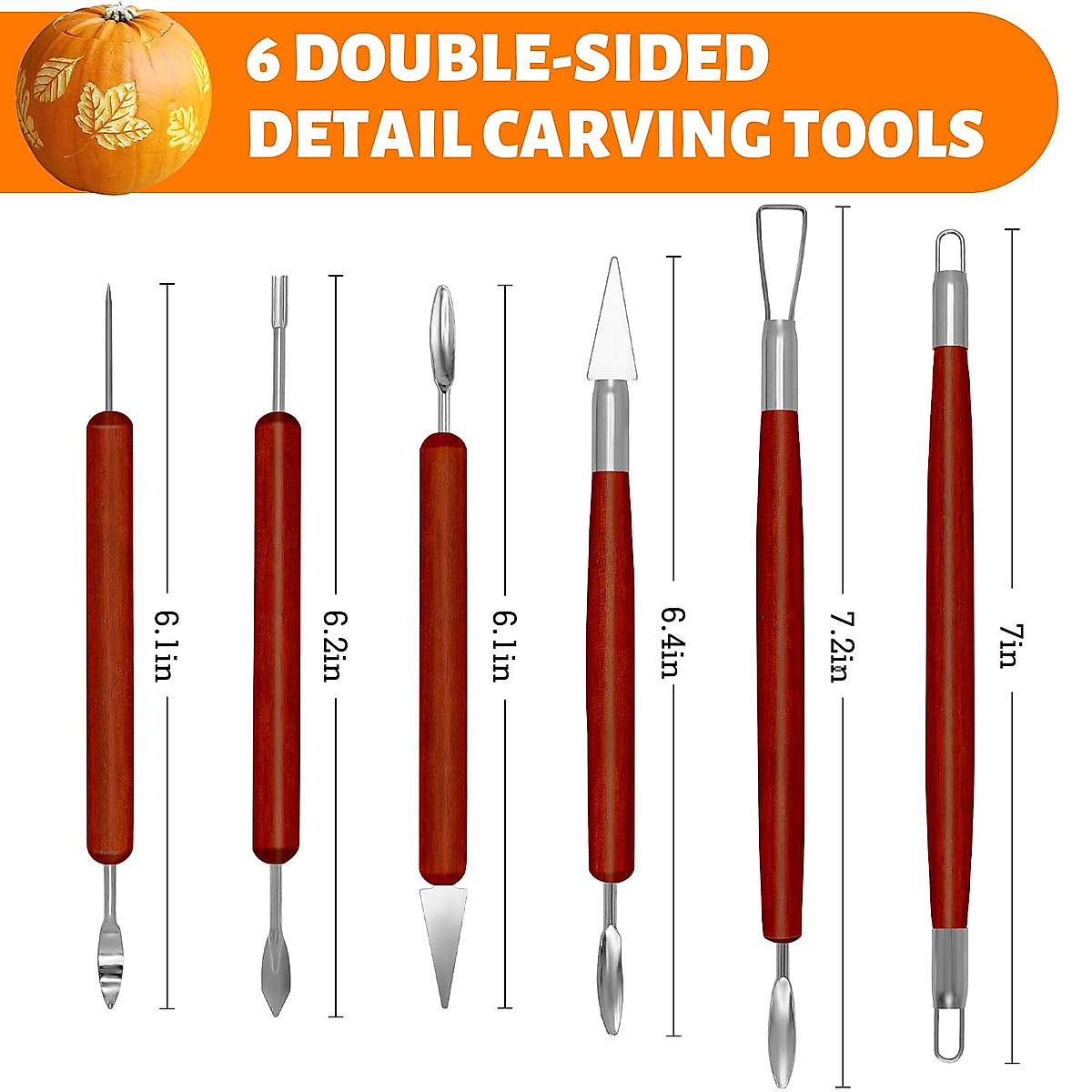 13 PCS Pumpkin Carving Tools Halloween Pumpkin Carving Kit, Pumpkin Professional Detail Sculpting Tools, Heavy Duty Stainless Steel Pumpkin Cutting Knife with Carrying Case for Halloween Party
