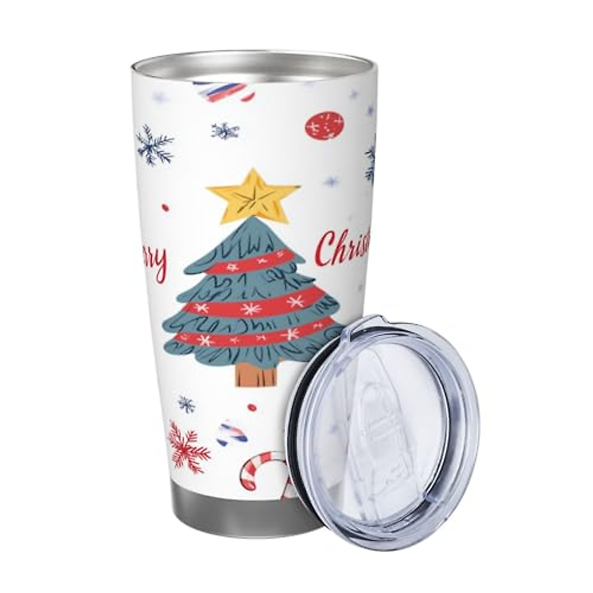 AYCZN Christmas Tree Snowflake 20 OZ Tumbler Stainless Steel Travel Coffee Mug, Xmas Insulated Water Bottle with Lid and Straws Leakproof Thermal Cup