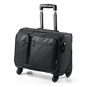 SANWA Rolling Laptop Bag with Lock, 22L Cabin Size, Water Resistant, Overnight Computer Briefcase on Wheels, Business & Travel &Carry On Luggage Bag with Telescoping Handle, 14-inch PC, for Men Women