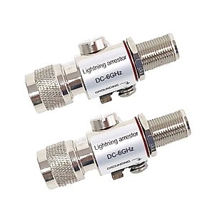 4G LTE Antenna Lightning Arrestor N Type Male to Female 50ohm 0 to 6 GHz for Outdoor Antenna (2pcs)