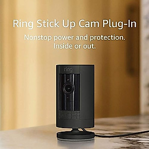 Ring Stick Up Cam Plug-In HD security camera with two-way talk, Works with Alexa - Black