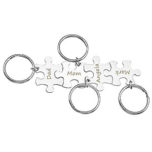 Personalized Master Custom Puzzle Matching Piece Pendant Keychain Set of 4 Friendship Gift